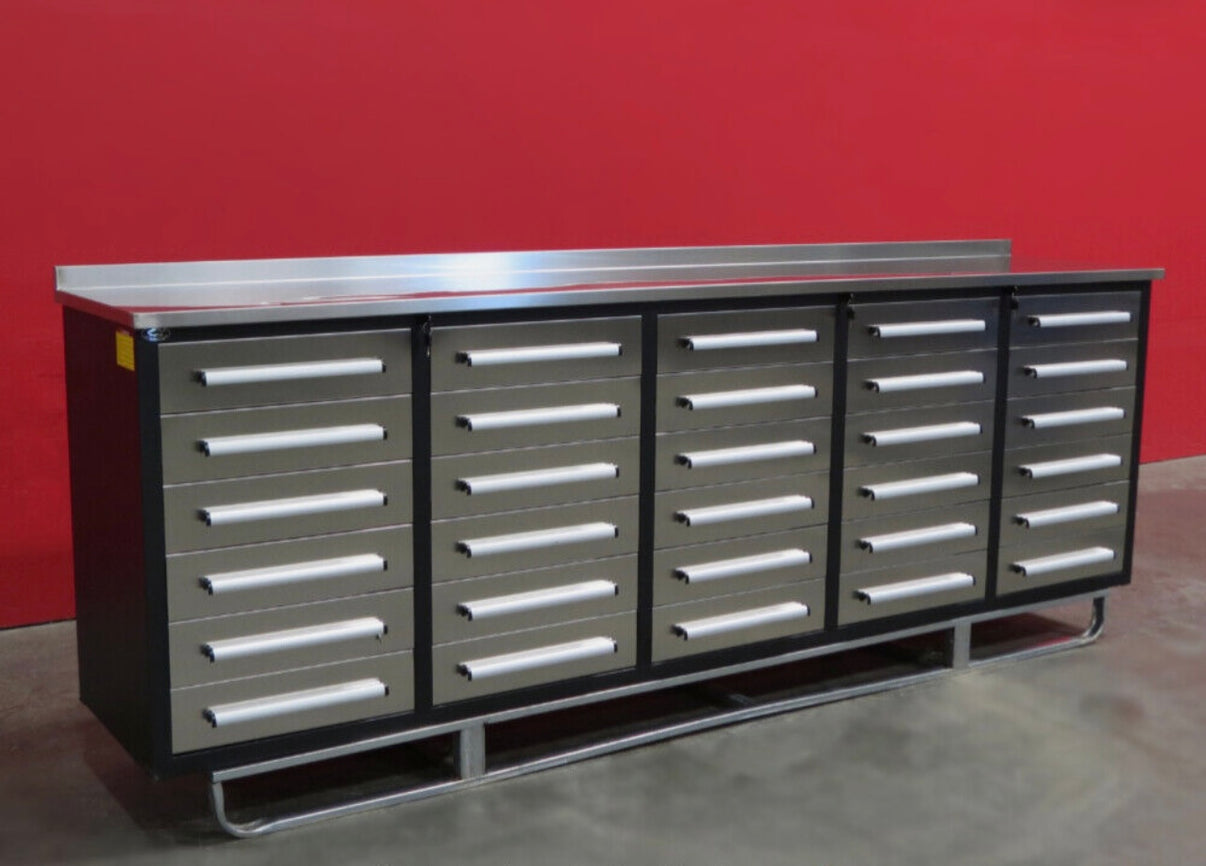 New 10' Stainless Steel Garage Cabinet Workbench (30 Drawers) – Richard ...